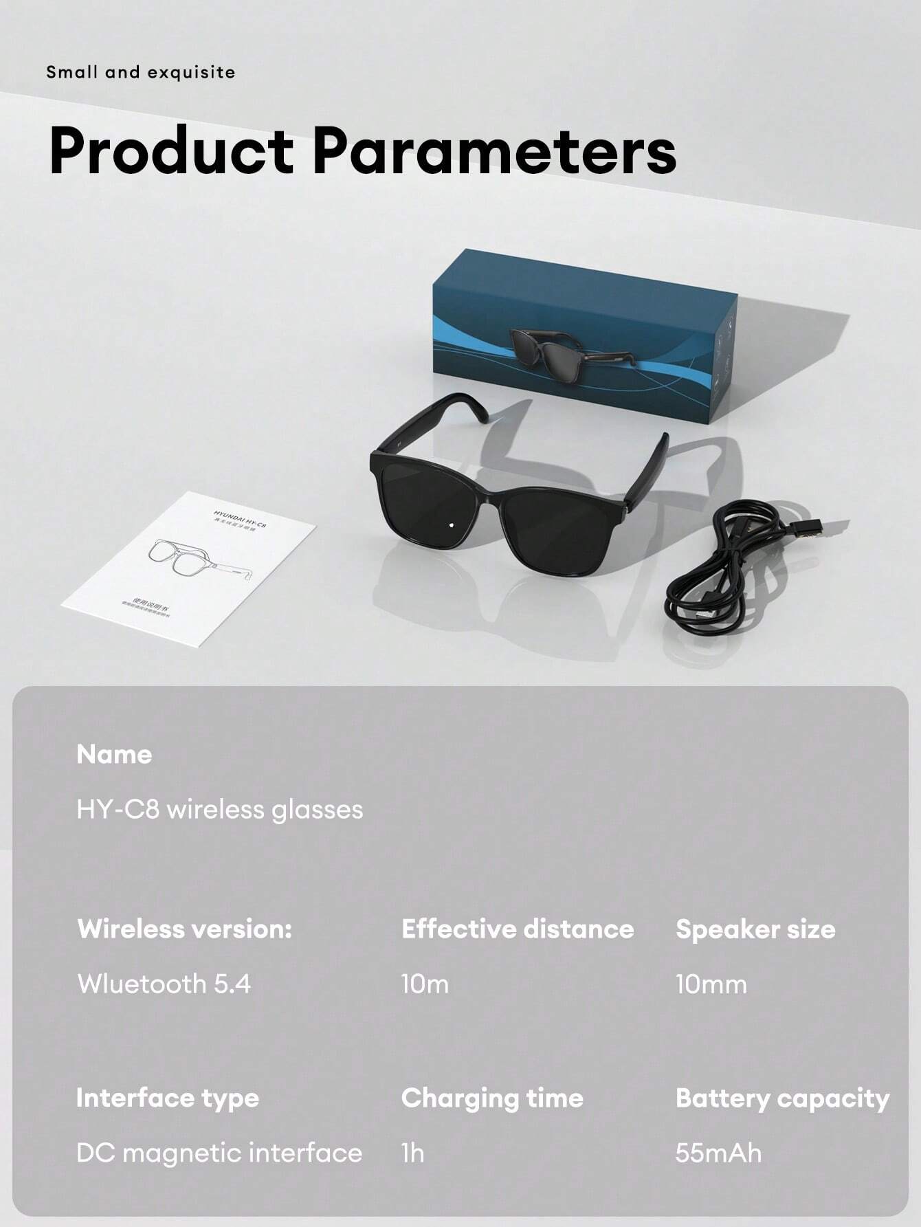HYUNDAI HYUNDAI HY-C8 AI Smart Glasses With Bluetooth Earphone, Smart ...