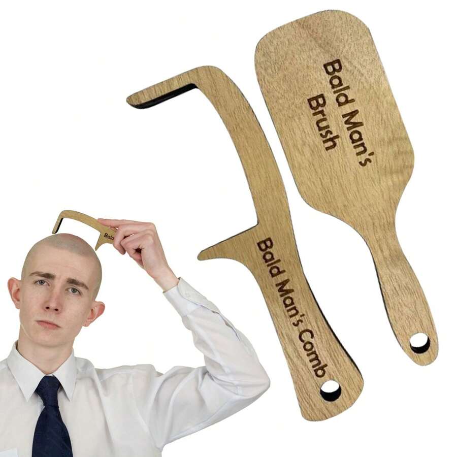 New Bald Men's Comb Bald Men's Combing Set Wooden Crafts, Funny Gifts ...