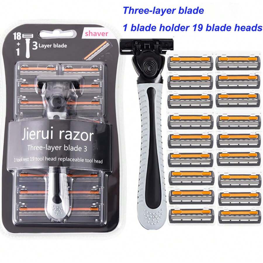 Triple Razor Blades Old-Fashioned Manual Razor Men's Shaver Razor Beard ...
