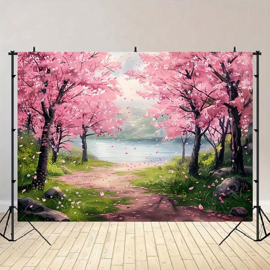 Polyester Cherry Blossom Tree Shaped Photo Backdrop - Suitable For ...