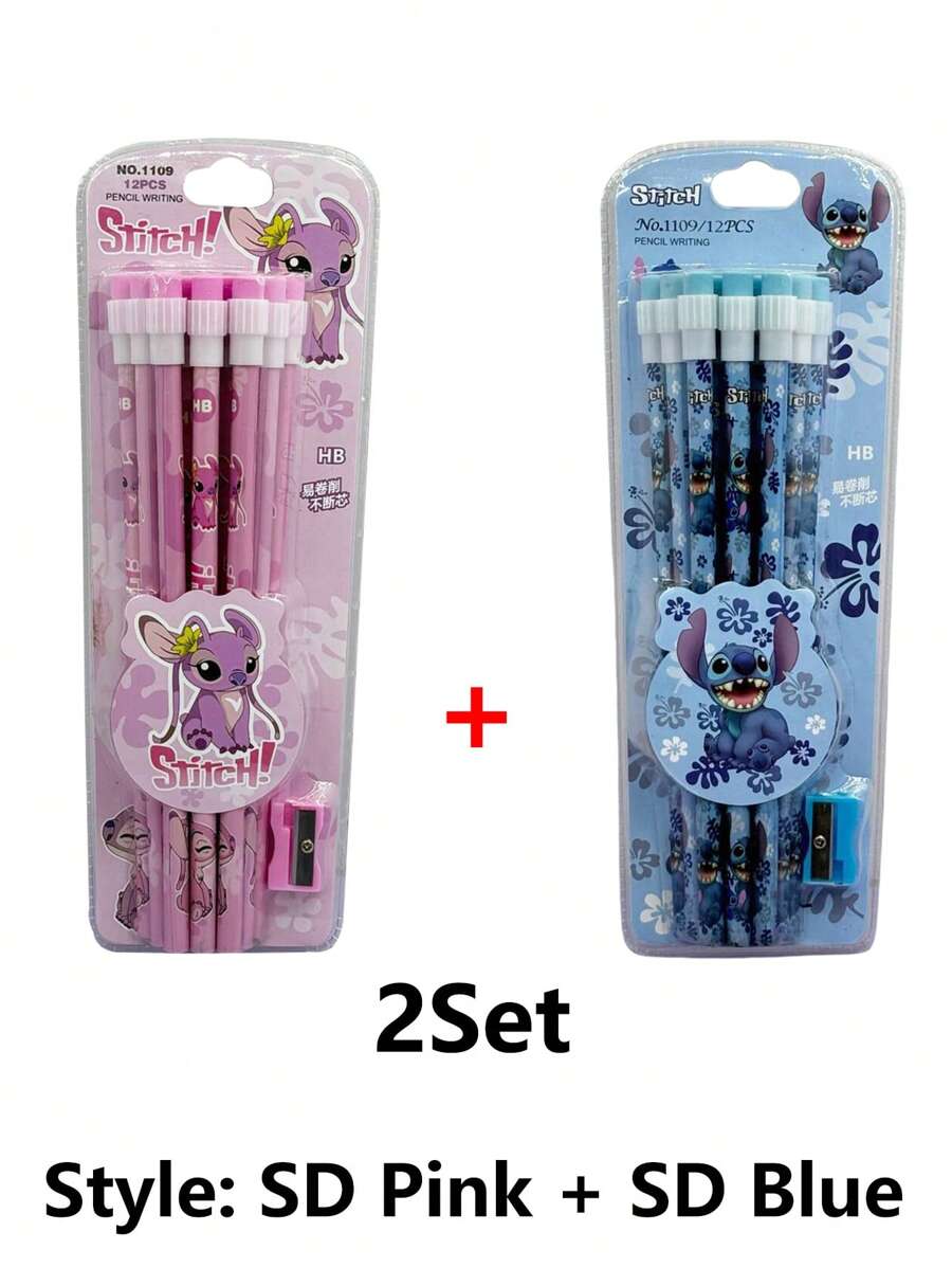 Disney 1/2Set Cartoon Stitch HB Pencil Pencil Sharpener Drawing And ...