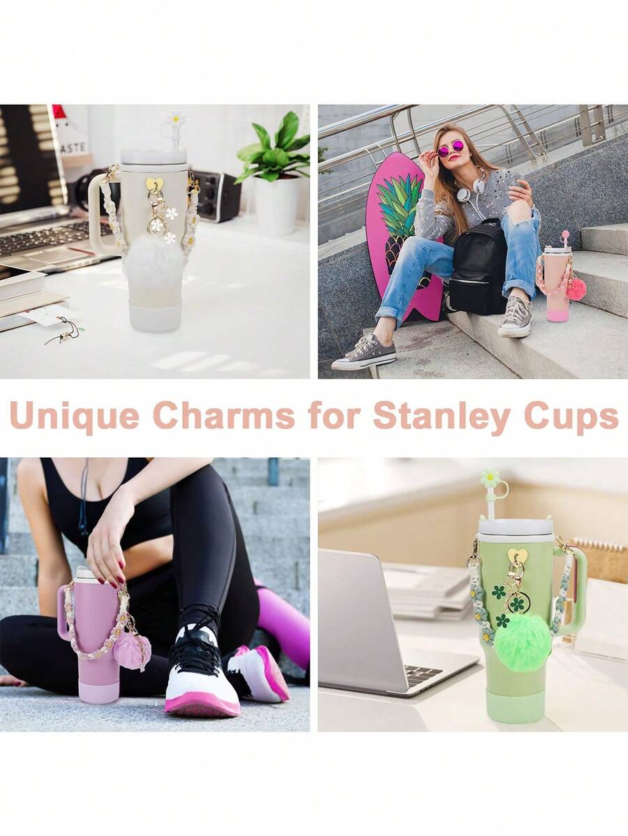 Compatible With Stanley Cup Accessories, 3PCS Hot Pink Straw Toppers ...