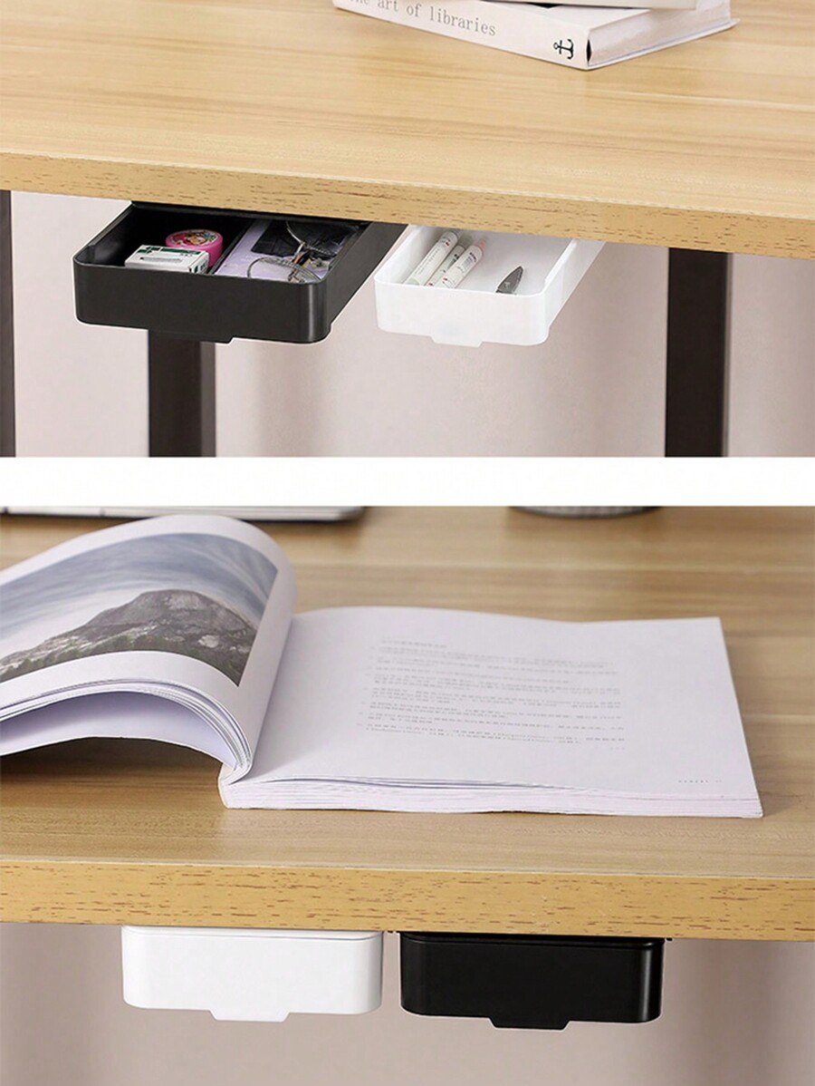 2Pcs (1 Large+ 1small) Under DesK Pull-Ou Tstorage Drawers, Hidden ...