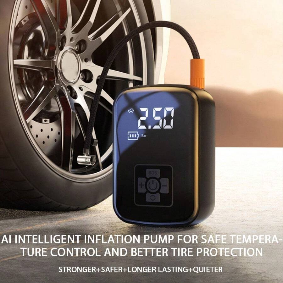Portable Car Air Compressor Inflator Wireless Handheld Pump Light ...
