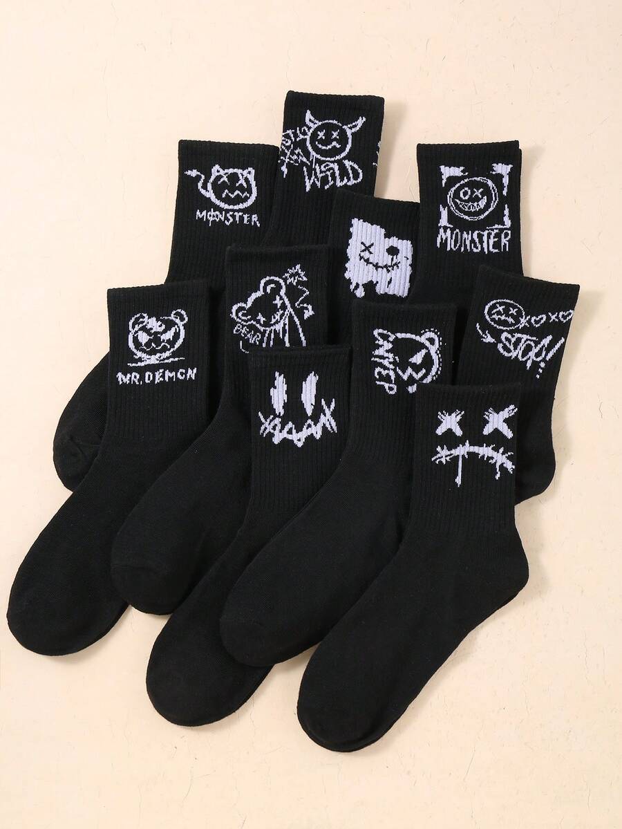 5 Pairs Of Random Socks, Men's Medium Tube Socks, Spring And Autumn ...