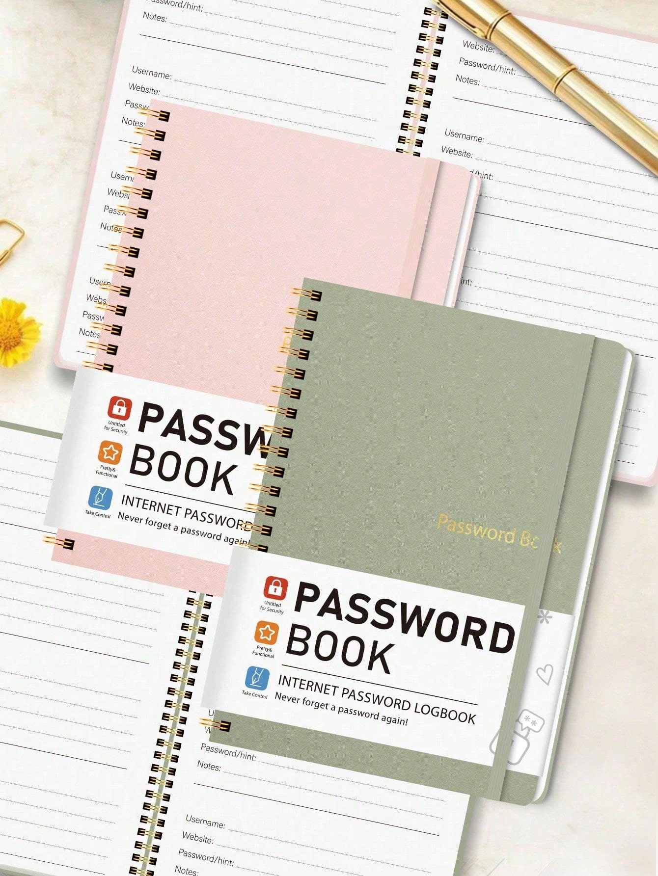 PVC Bound Password Logbook - Premium Password Manager, Quick Access To ...