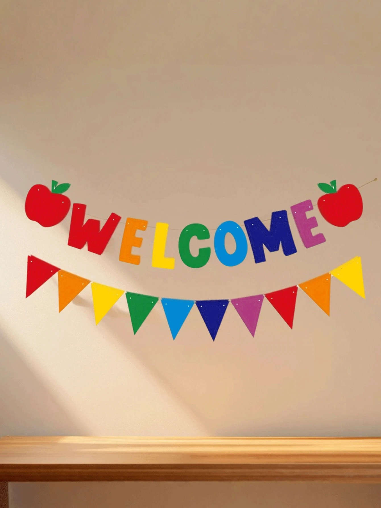 Welcome Back To School Banner Felt Set With Apples And Colorful ...