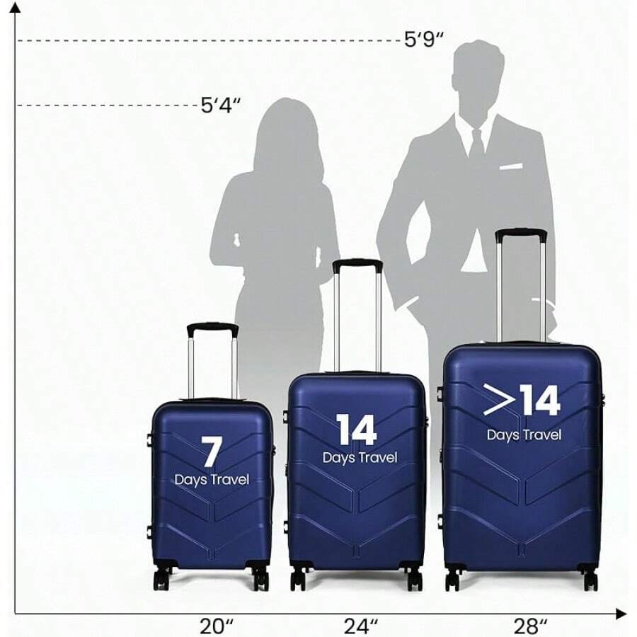 Luggage Sets 3 Piece Suitcase Set With Spinner Wheel, Hardside Luggage ...