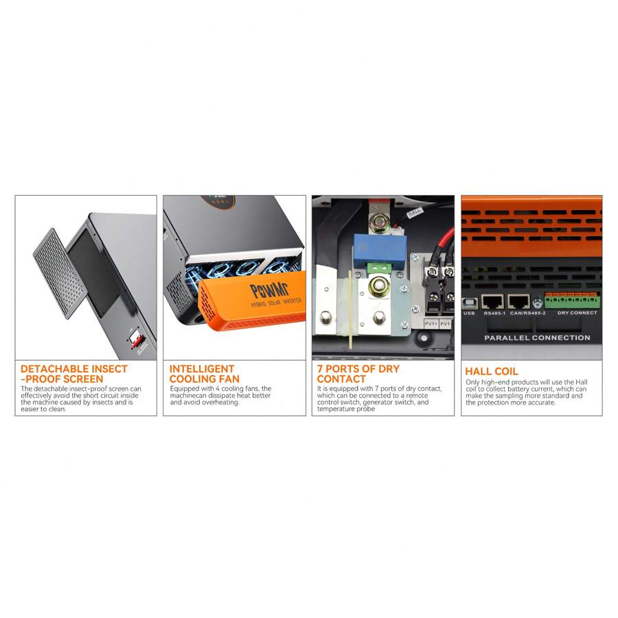 PowMr PowMr 10KW MPPT Solar Hybrid Inverter 48V 120V-240V AC Split ...