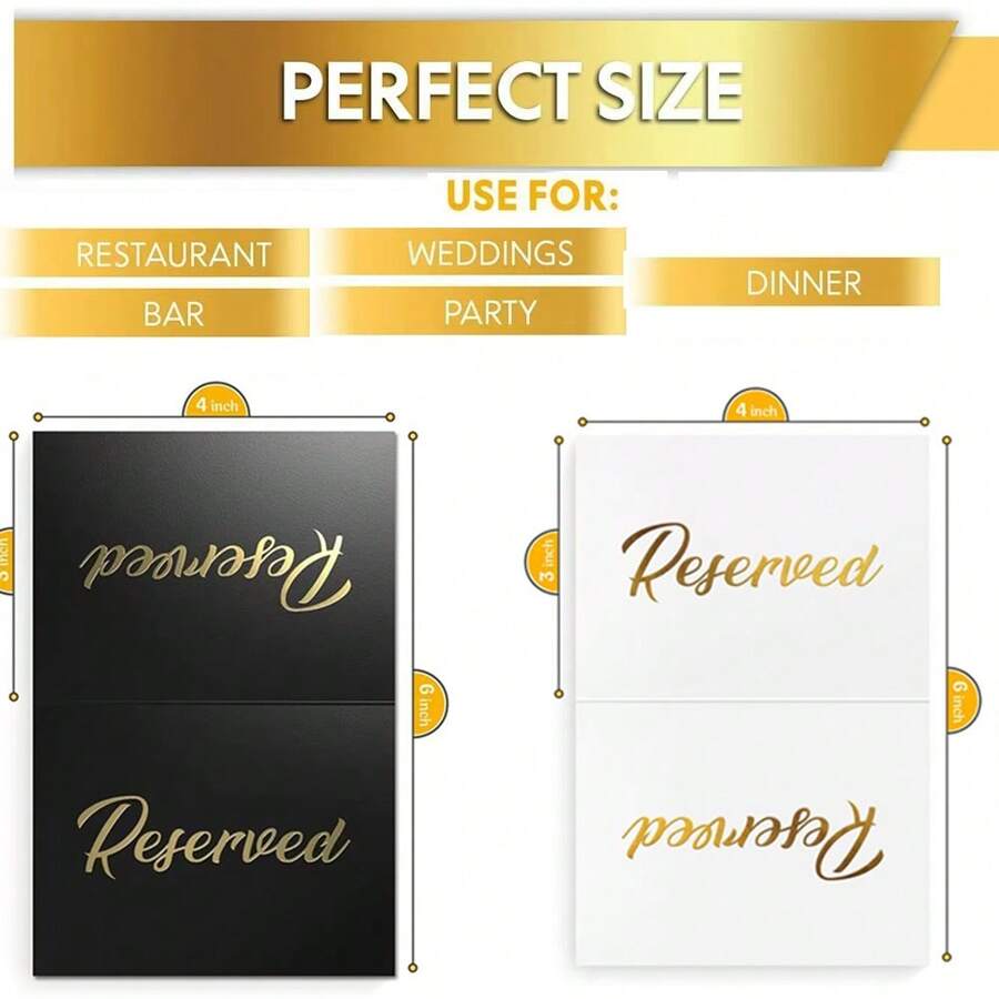 10-Pack Deluxe Golden Reserved Table Signs - Double-Sided, No ...