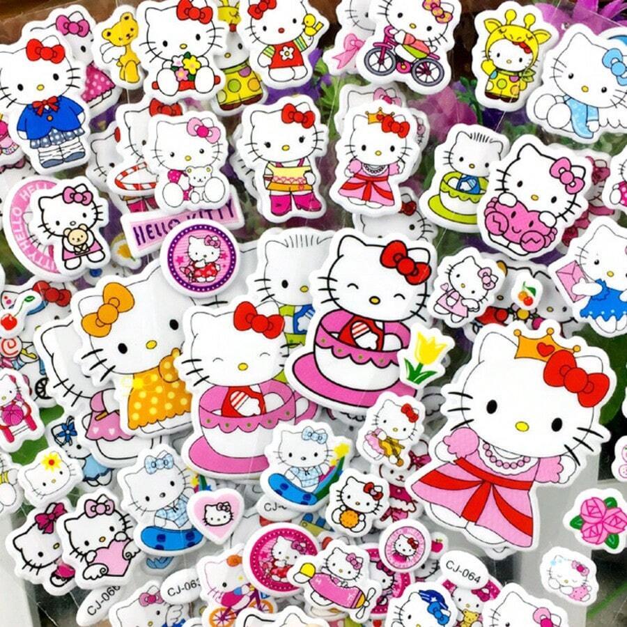 Sanrio 12pcs Sanrio Hello Kitty 3D Bubble Stickers Set, PVC Cartoon ...