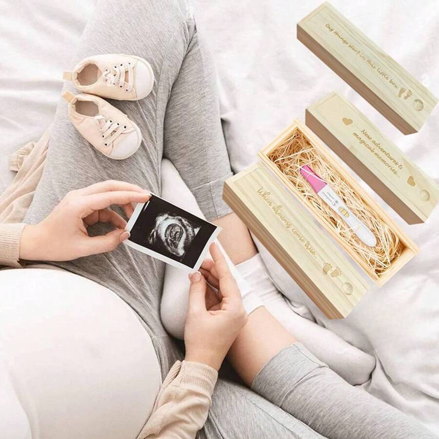 Pregnancy Test Keepsake Box Surprise Pregnancy Announcement Box Wooden ...