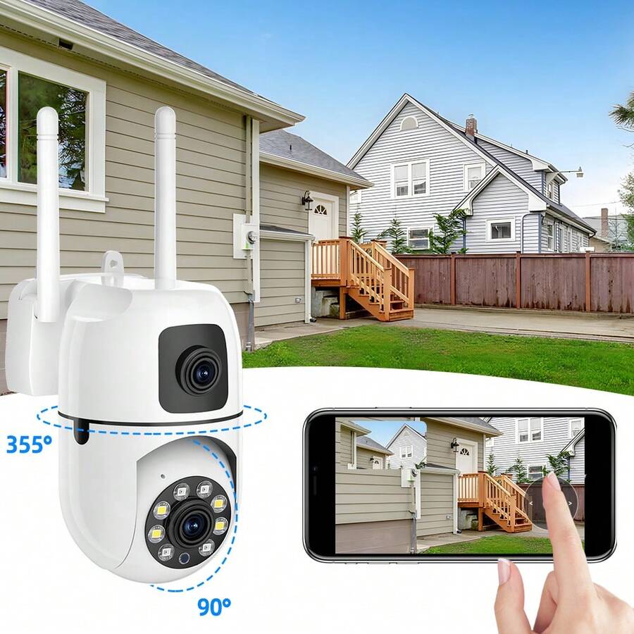 1080P Smart Dual-Lens Security Camera With 360° Surveillance, Full ...