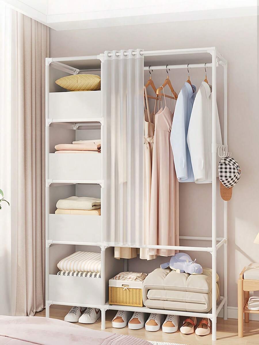Portable Multi-Layer Wardrobe Closet Organizer With Metal Frame And ...
