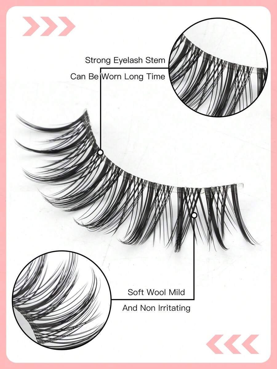 7 Pairs Of Transparent Stem Faux Lashes, 3D Natural Cross Cartoon Mink ...
