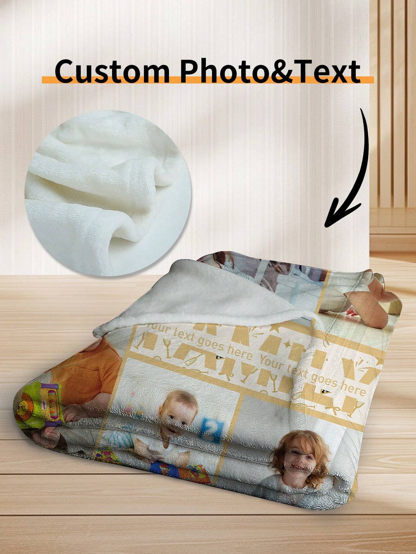 Custom Blanket With Picture Text Customized Blanket Thows Personalized ...