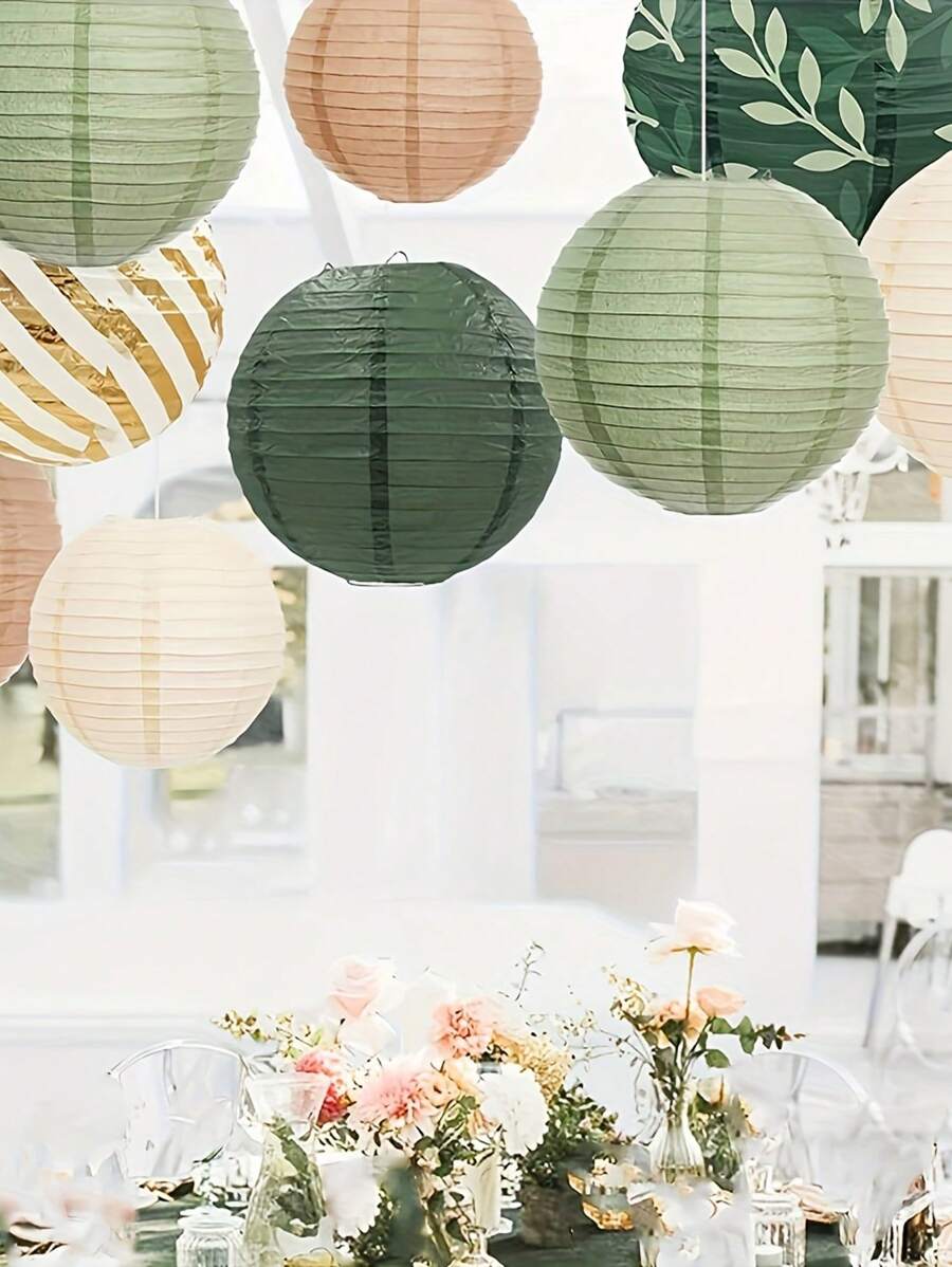Party Decoration Paper Lantern Set, Suitable For Green Bohemian Wedding ...