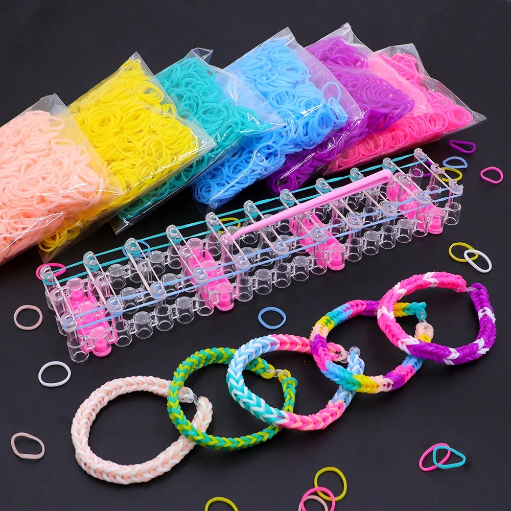 300 Pcs/Bag Color Rubber Band Bracelet Set, 7-Color Rubber Band ...