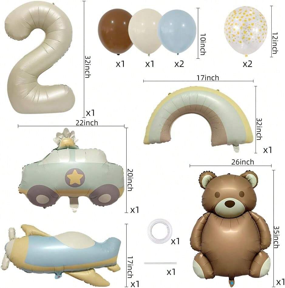 Teddy Bear Balloon, Police Car, Fighter Jet, Aluminum Foil Balloons, 1 ...