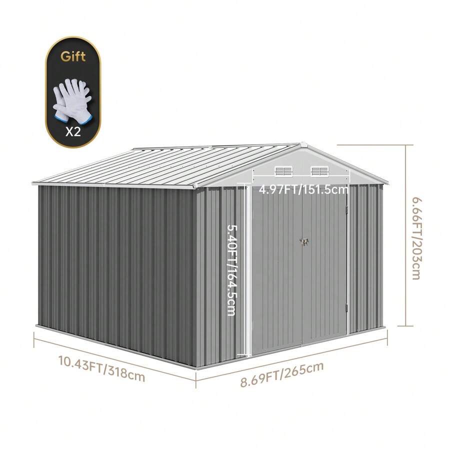 NANSTATA Outdoor Storage Shed, 8.6*10.4 FT Outdoor Storage Shed, Large ...