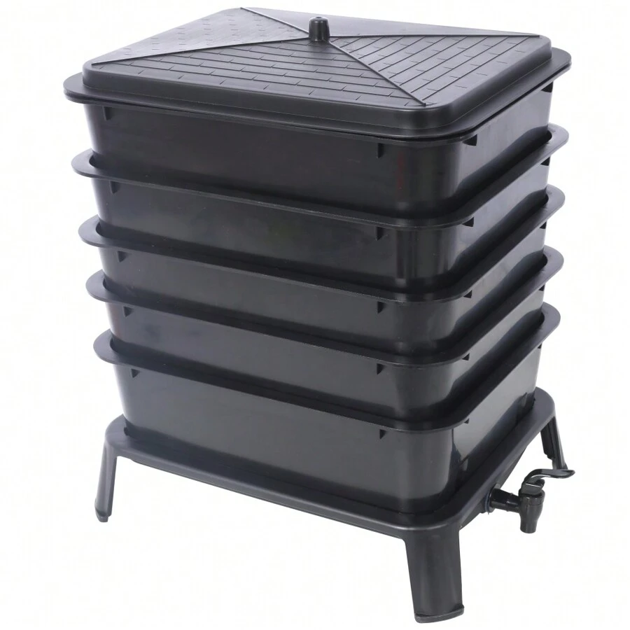 5-Layer Worm Compost Bin, 50L Worm Composter, Easy Setup Inclusive Worm ...