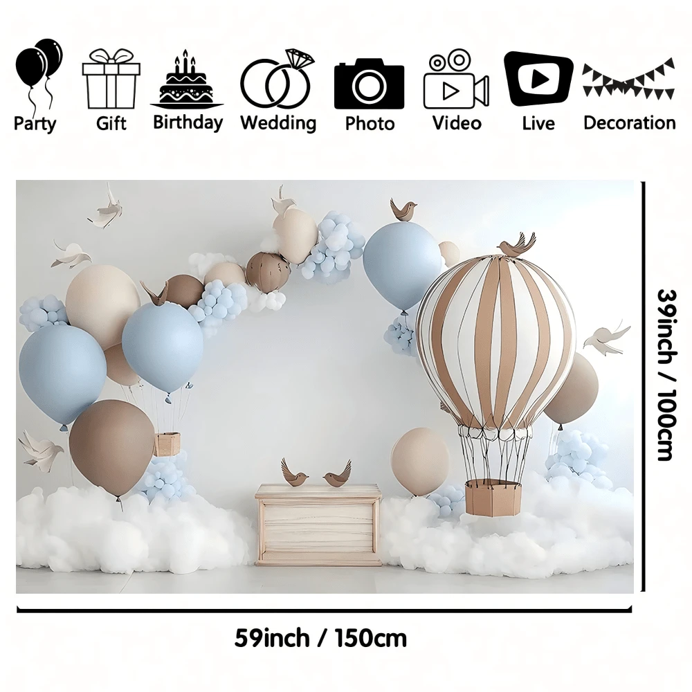 1 Hot Air Balloon Backdrops - Multi-Size, Adventurous Waiting For ...
