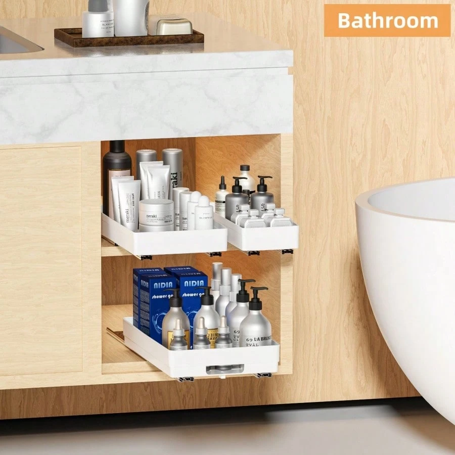 (3 Sets) Expandable Cabinet Drawers - Pull Out Cabinet Drawers Sticky ...