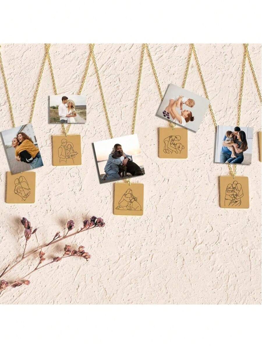 Custom Line Art Drawing Necklaces, Personalised Wedding Anniversary ...