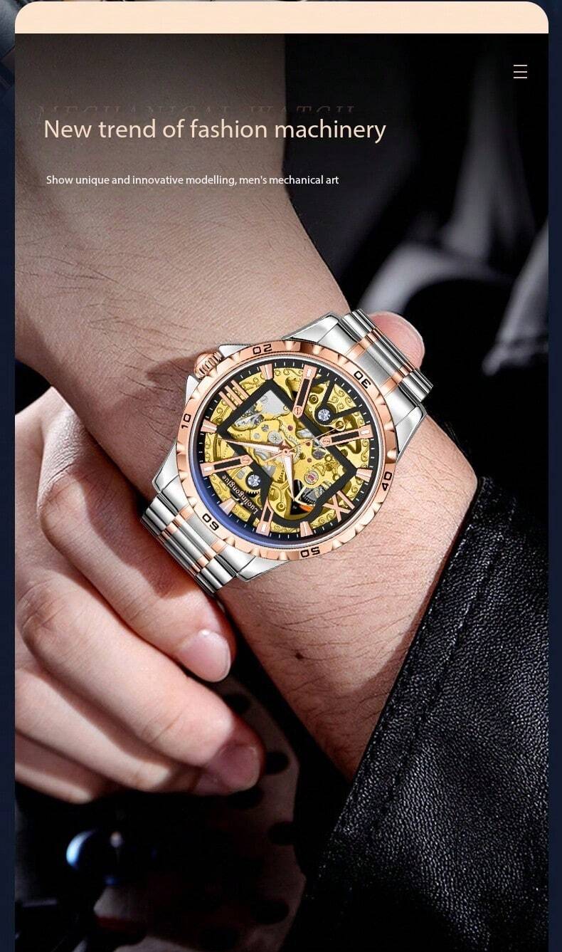 FENSIR Automatic Mechanical Watch For Men, Luminous, Waterproof, Hollow ...