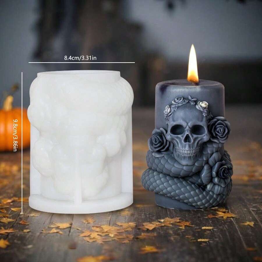 Silicone Cylinder Mold With Skull And Snake Pattern, Creative Design ...