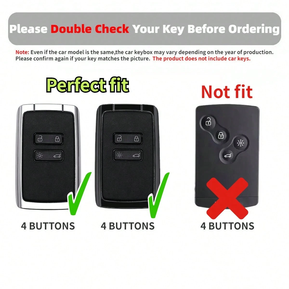 Fashion 4 Buttons TPU Car Key Cover, Fit For Renault Captur Koleos ...