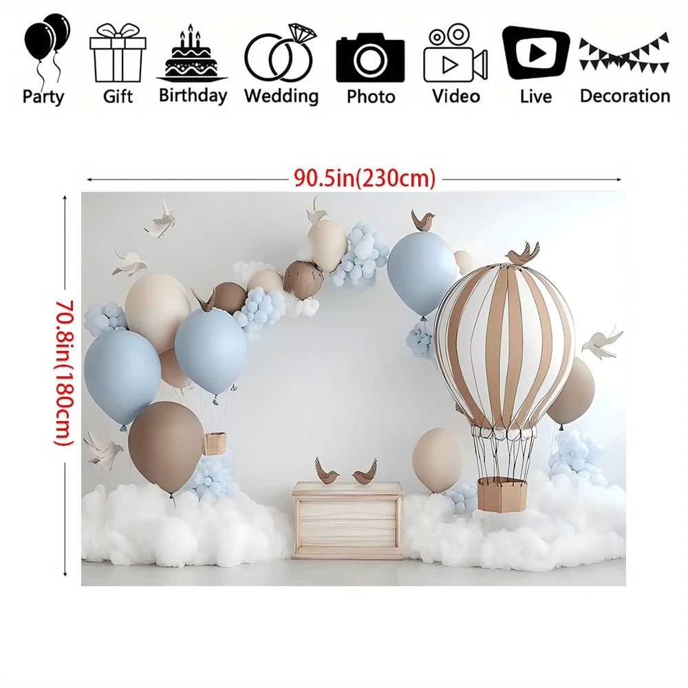 1 Hot Air Balloon Backdrops - Multi-Size, Adventurous Waiting For ...