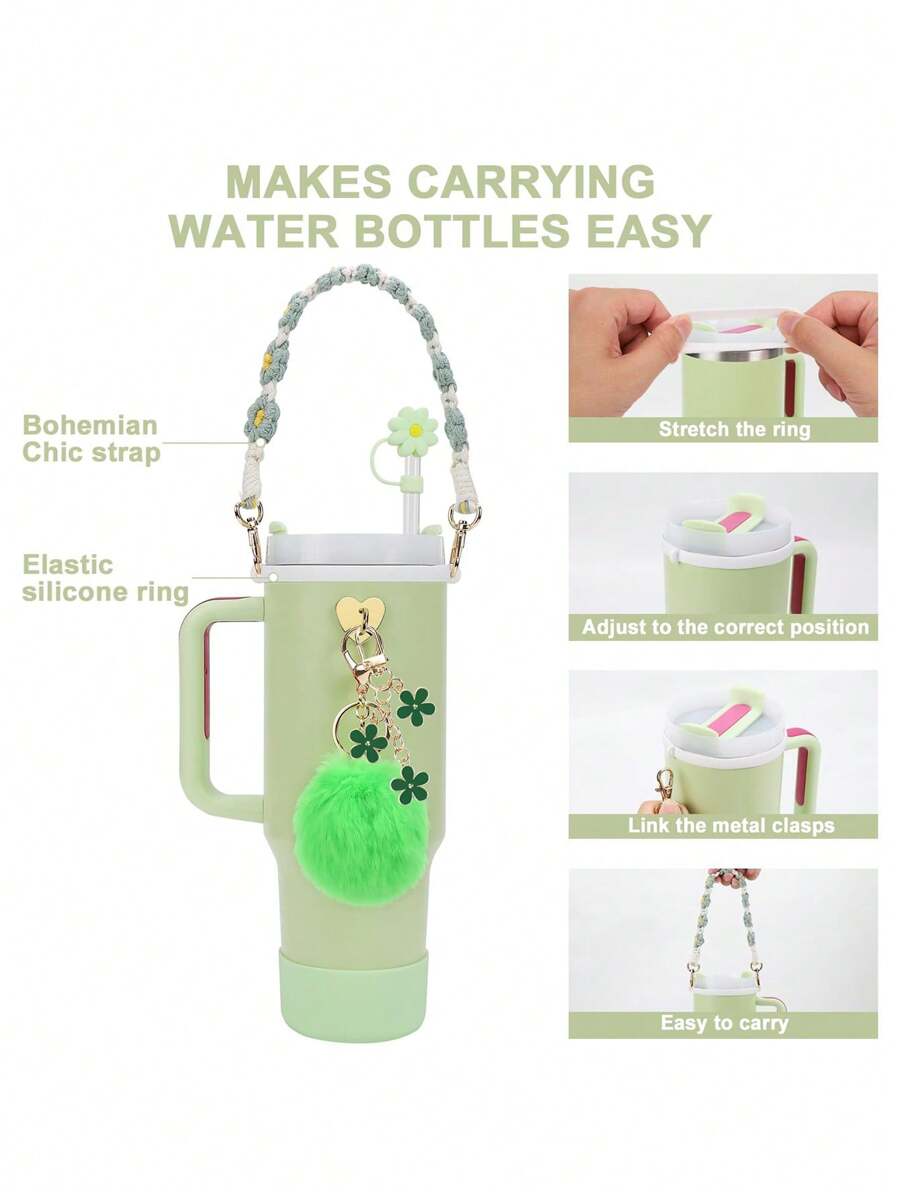 Compatible With Stanley Cup Accessories, 3PCS Hot Pink Straw Toppers ...