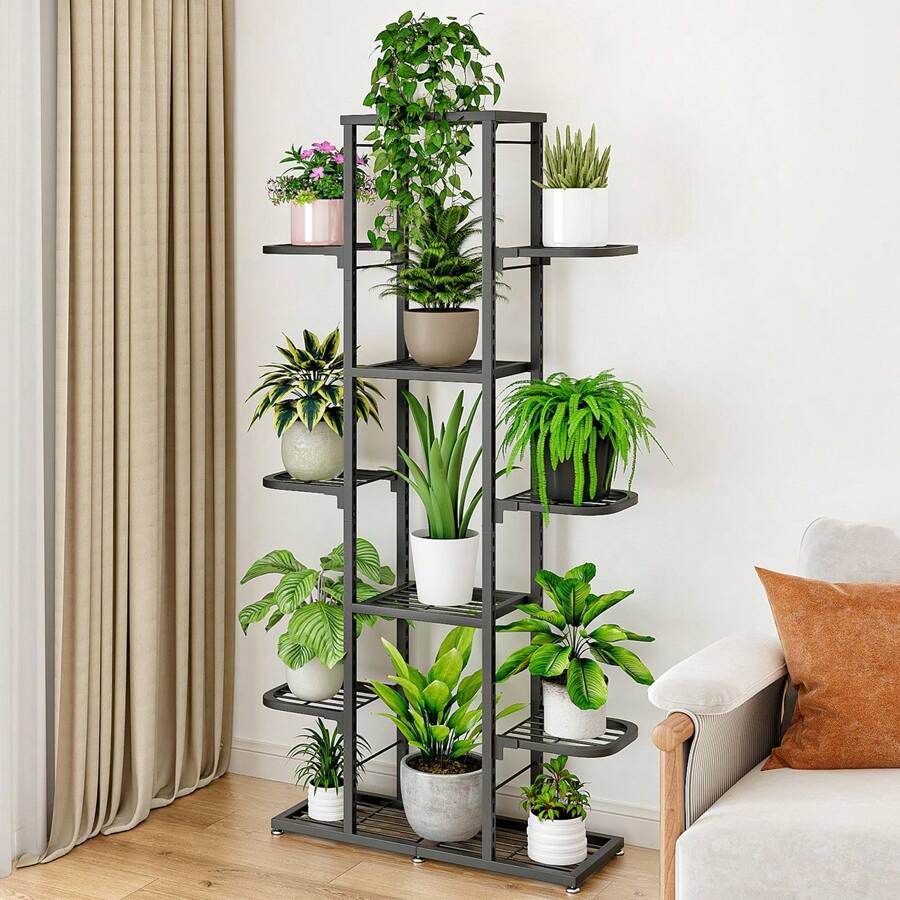Plant Stand Indoor Outdoor, 7 Tier 12 Potted Metal Flower Shelf, Tiered ...