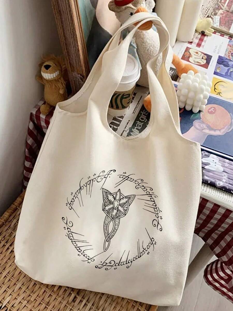 VOESETO 1 Pc Arwen Pattern Tote Bag Literature Shoulder Bag ...