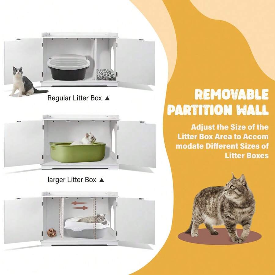 Cat Litter Box Enclosure Furniture Cat Washroom Hidden Litter Box ...