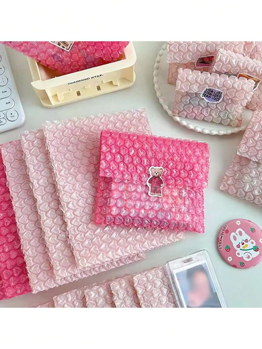 10pcs/Set Pink Heart Bubble Bags Bags Packing Express Packaging Heart ...