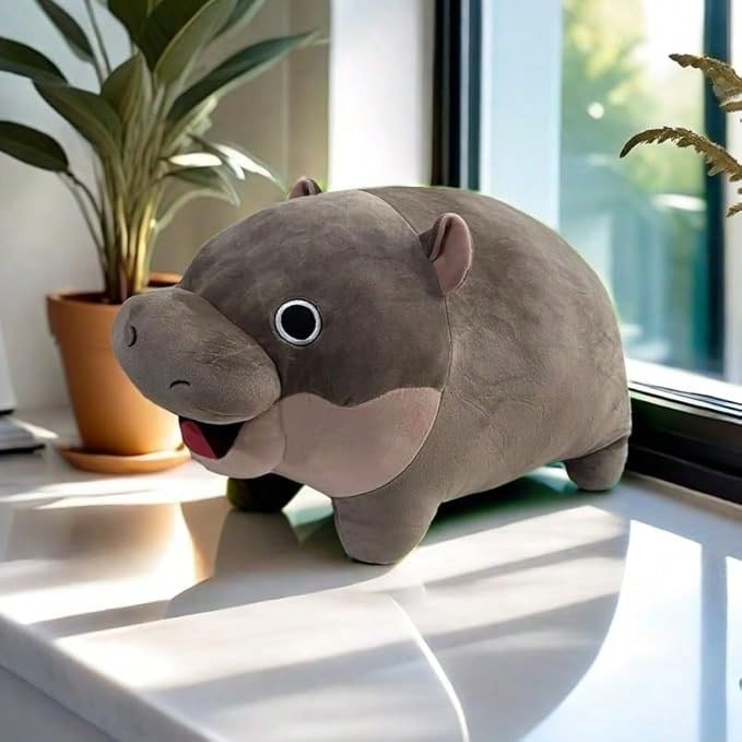 Cute Moo Deng Hippo Stuffed Animal, Emotional Support Plush Toy ...