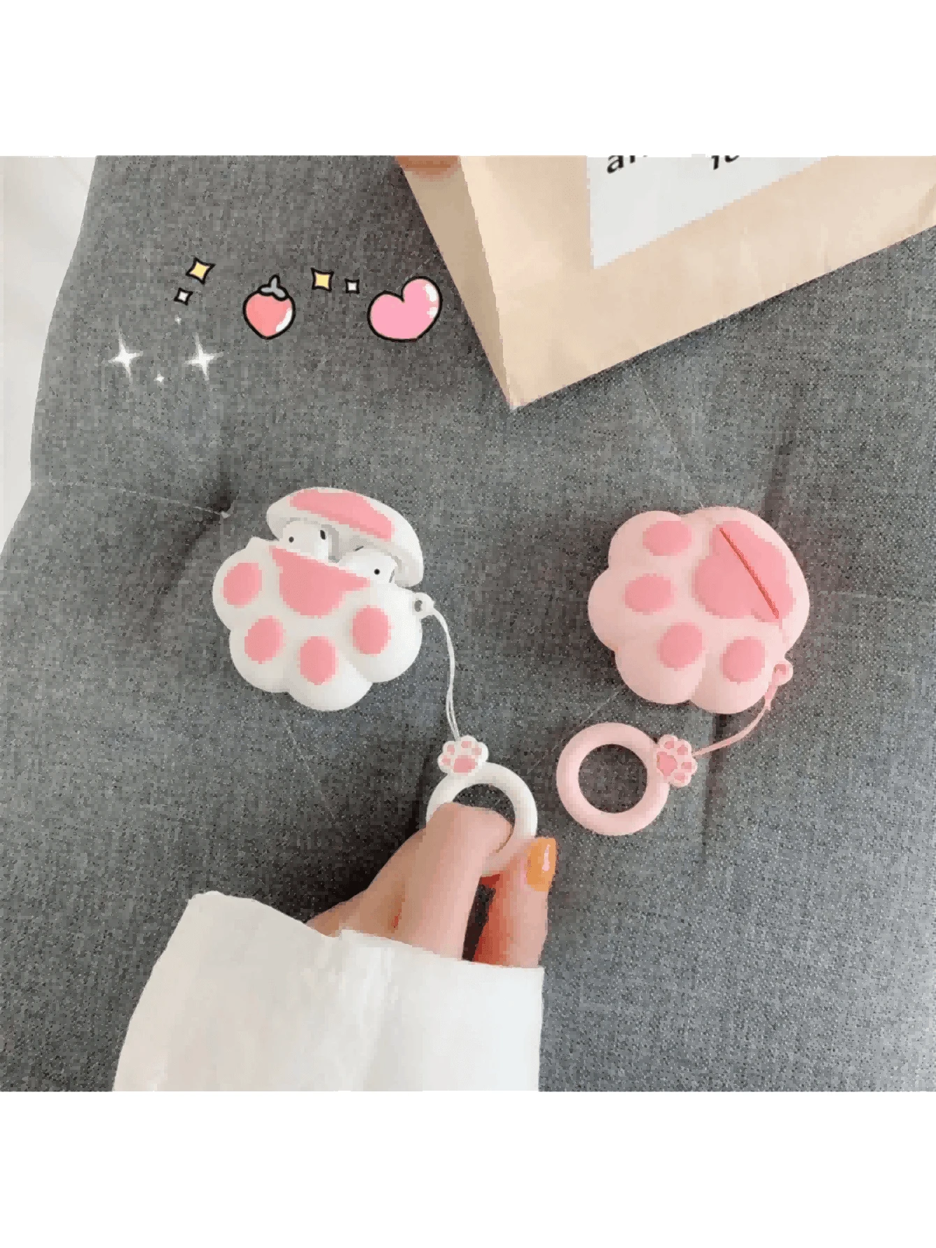 Cute Cat Paw Silicone Wireless Earphone Case Compatible With Airpods 1 ...