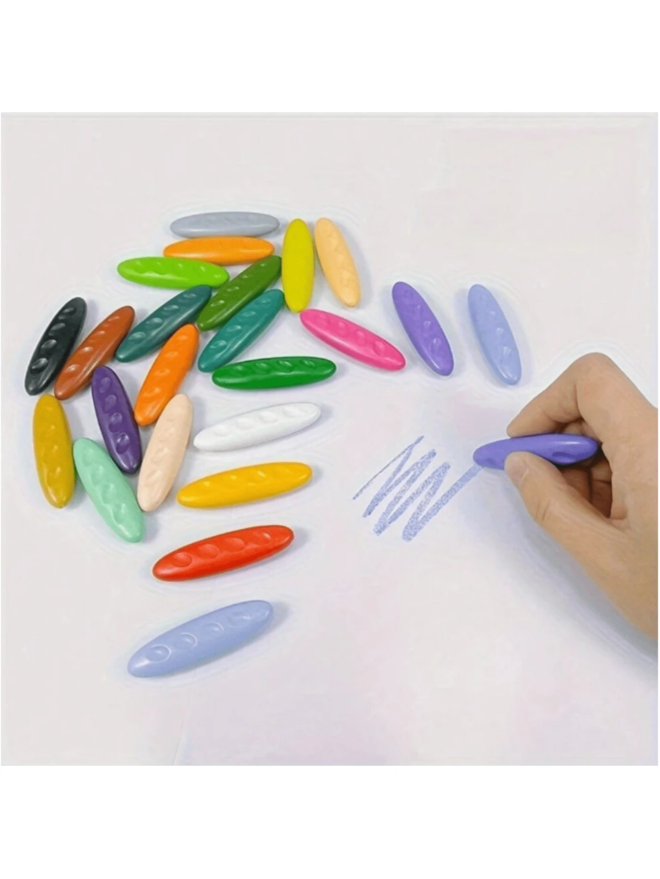 12/24/36pcs/Box Reusable Peanut Shaped Wax Crayons Set, Oval Body ...