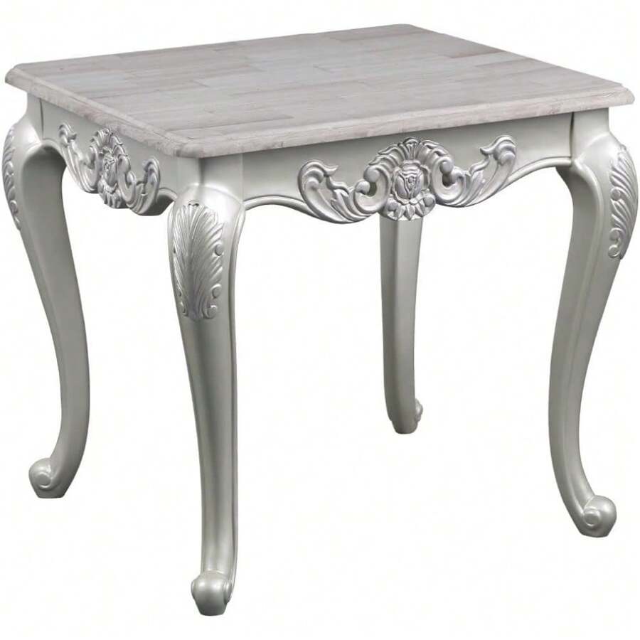 Melrose Traditional Style Coffee Table Made With Wood In Silver Finish ...