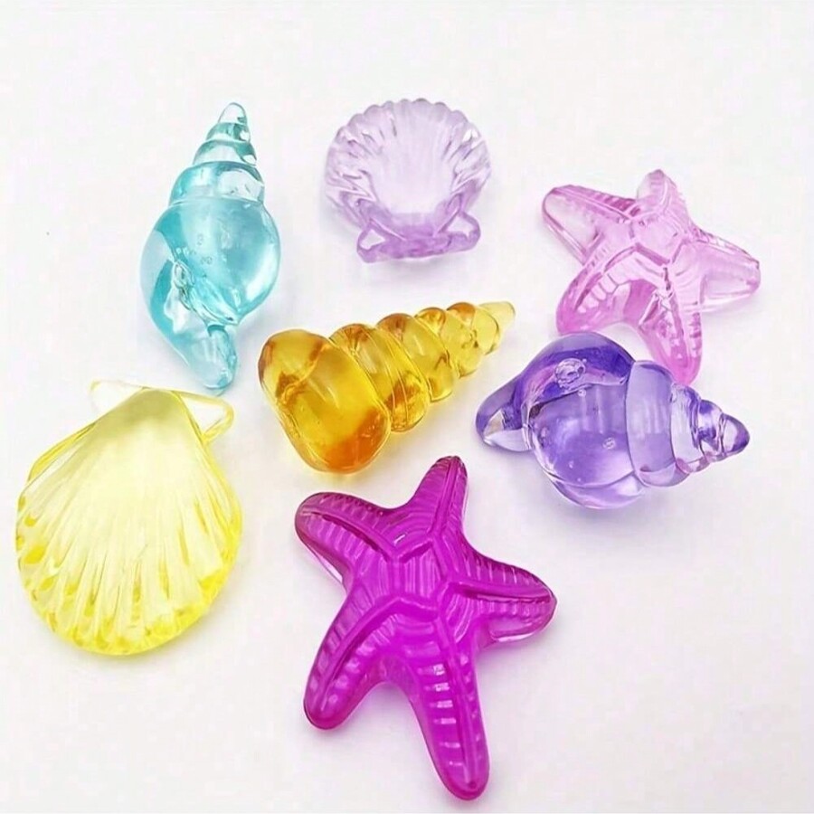 10pcs Mixed Acrylic Shell And Acrylic Conch Plastic Decorative Ocean ...