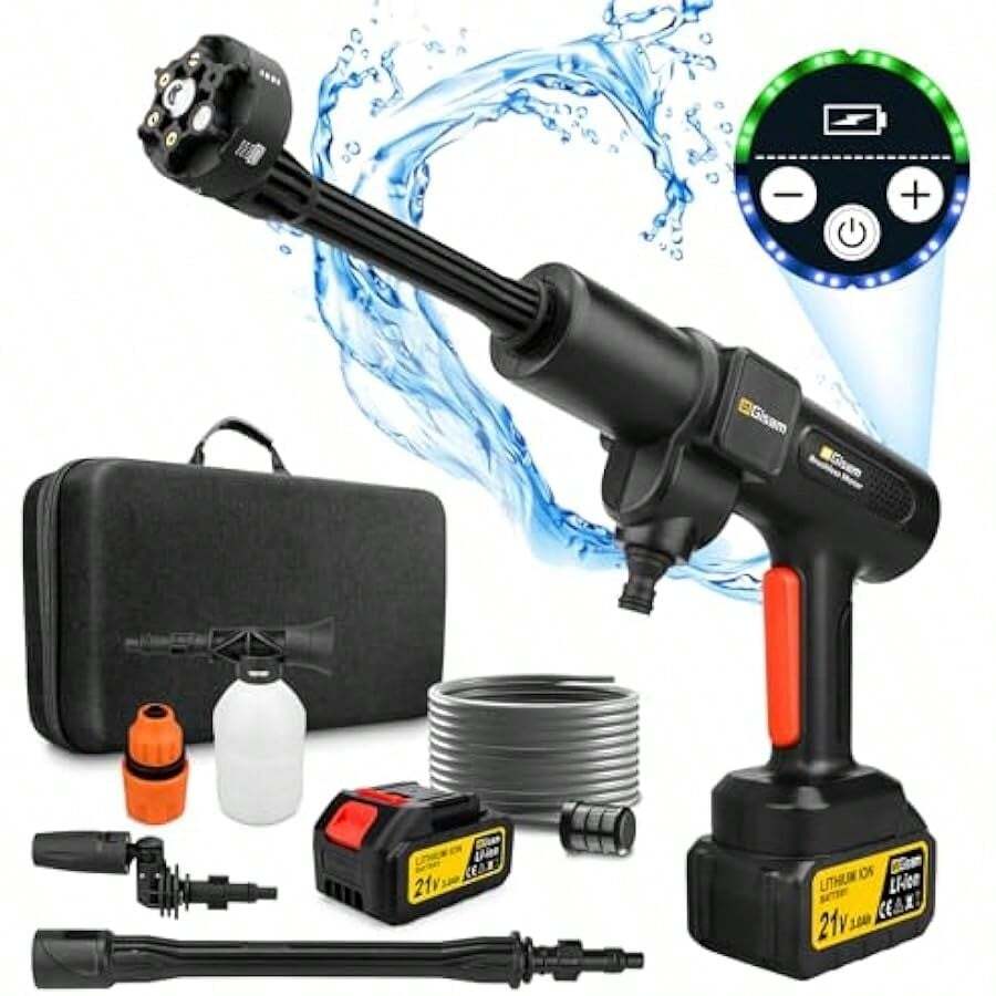 Cordless Pressure Washer 35 Bar 507 PSI Jet Washers With 2 X 3000mA ...