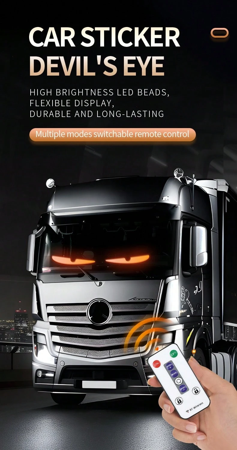 Fccemc Truck Car Devil Eye LED Pixel Panel Light With Cigarette Lighter Remote Control Soft ...