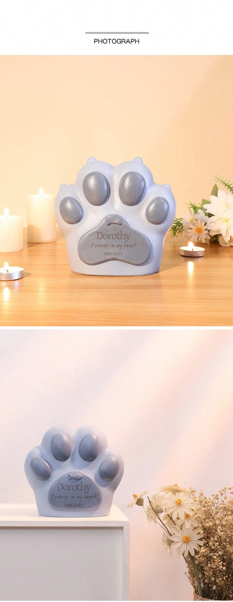 ROOGO 1ชิ้น Roogo หีบศพสัตว์เลี้ยงสร้างด้วยเรซิน ลายการ์ตูนเหมือนจริง ...