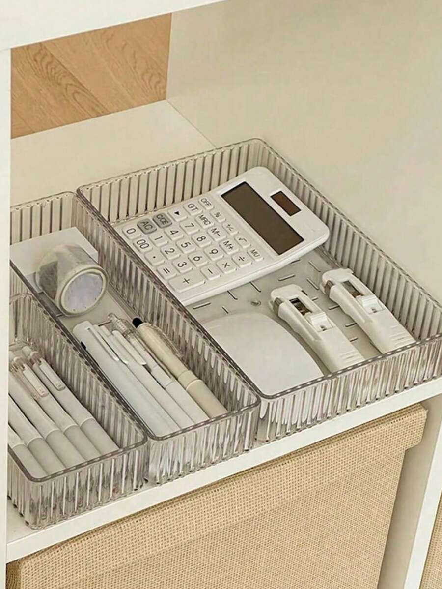 1/4/5 Clear Drawer Organiser, Stackable Wave Pattern Desktop Top ...