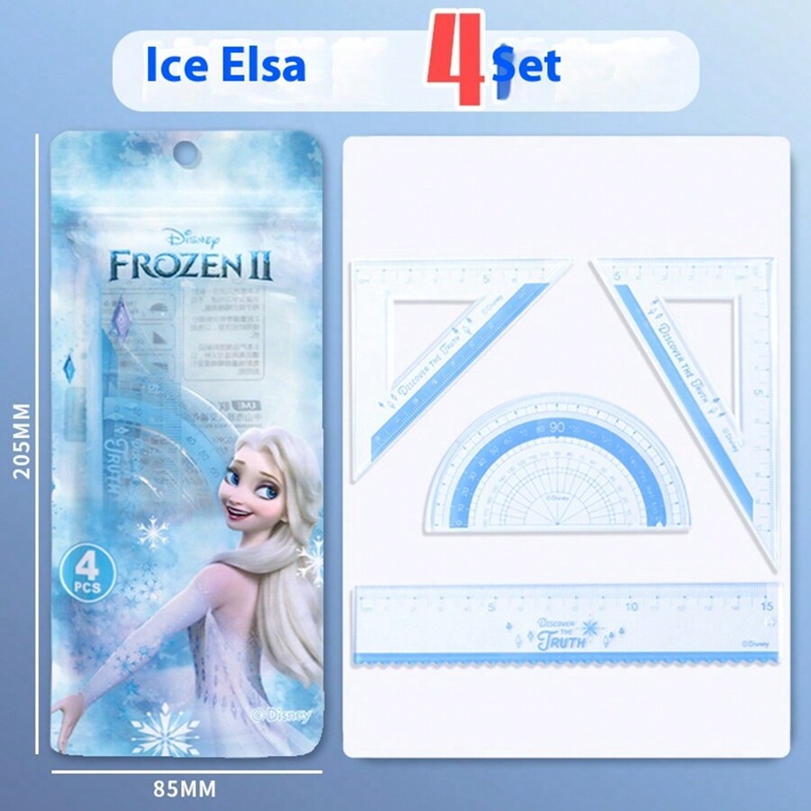 Disney-Themed Ruler Set, 4pcs/Set Cartoon Student Stationery Drawing ...
