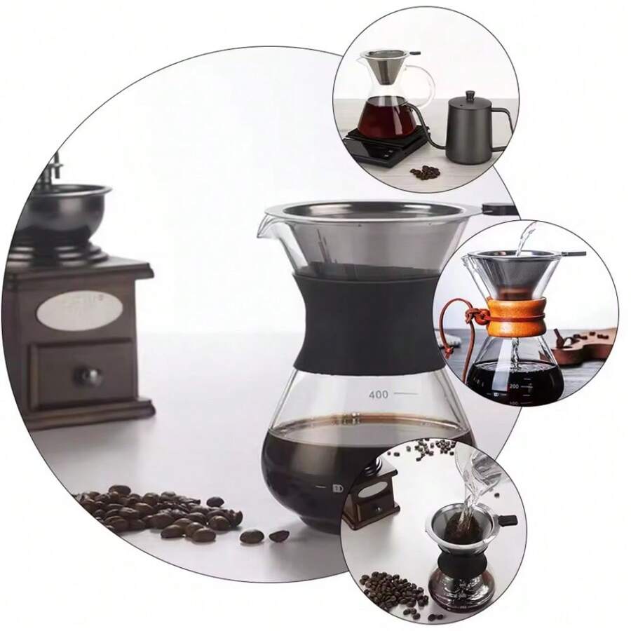 MYVIT 1pc Glass Hand Drip Coffee Filter Cup Dripper With Measuring ...