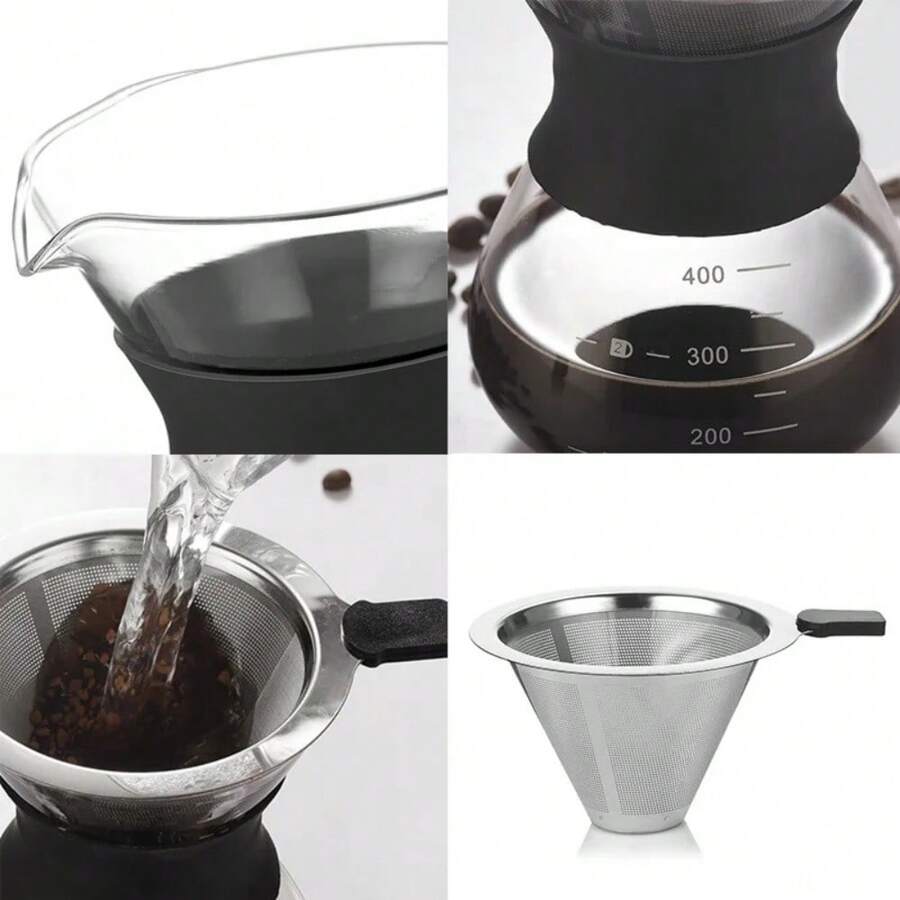 MYVIT 1pc Glass Hand Drip Coffee Filter Cup Dripper With Measuring ...