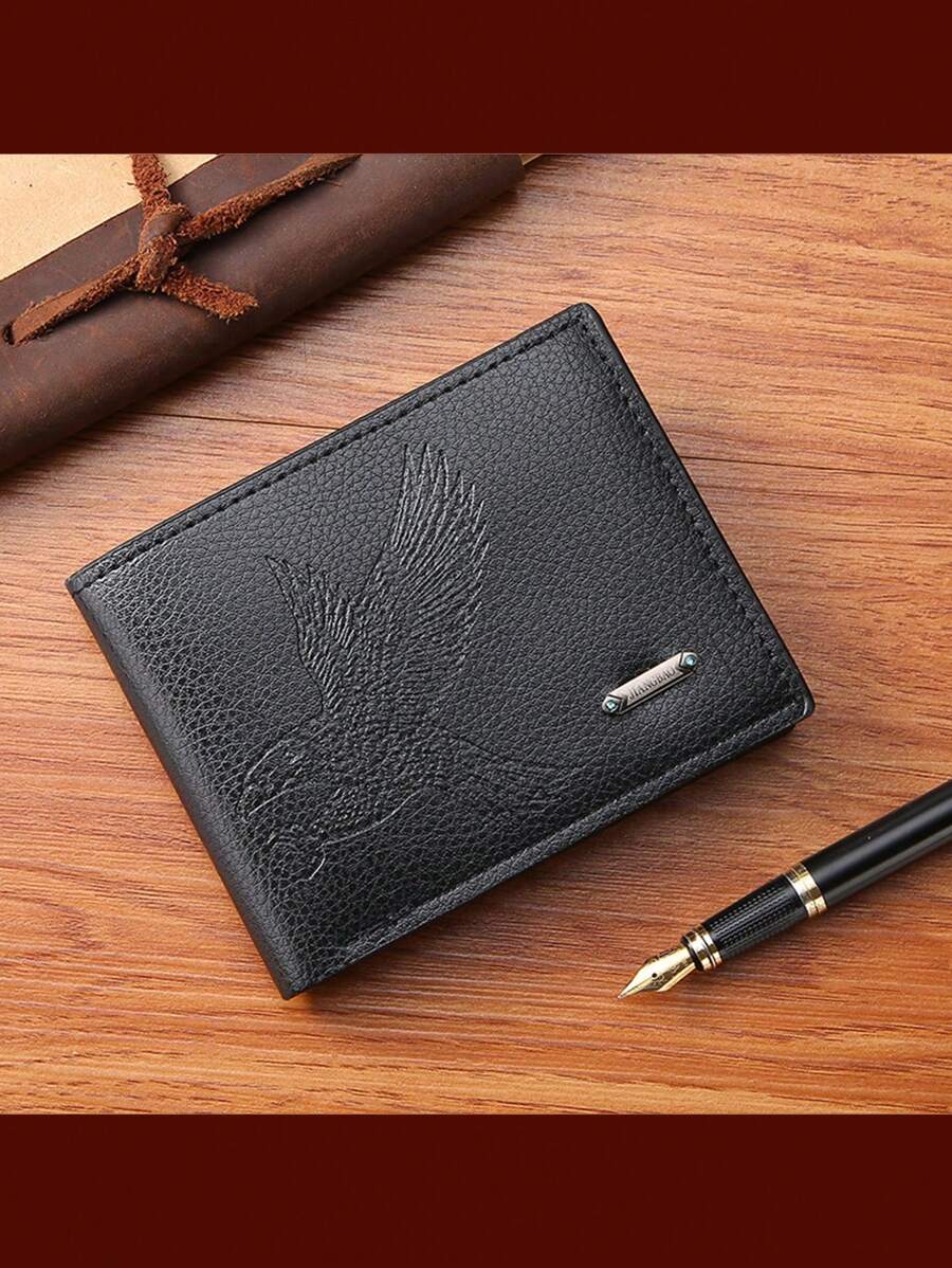 1pc Men's Black/Brown/Coffee PU (Polyurethane) Wallet With Tropical ...